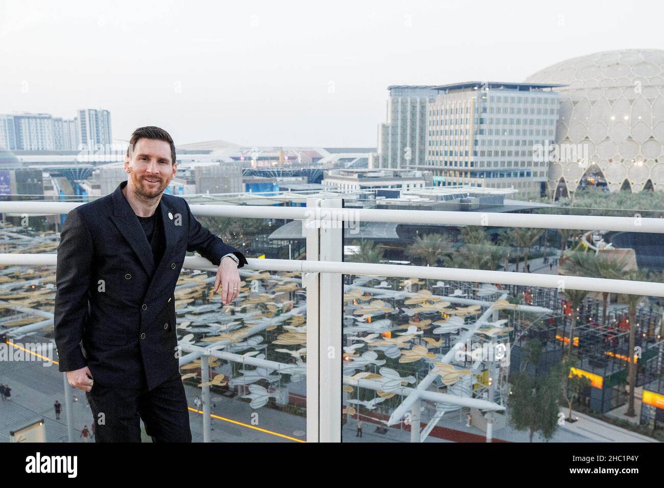 Argentinian football player Lionel Messi poses for a souvenir photo at ...