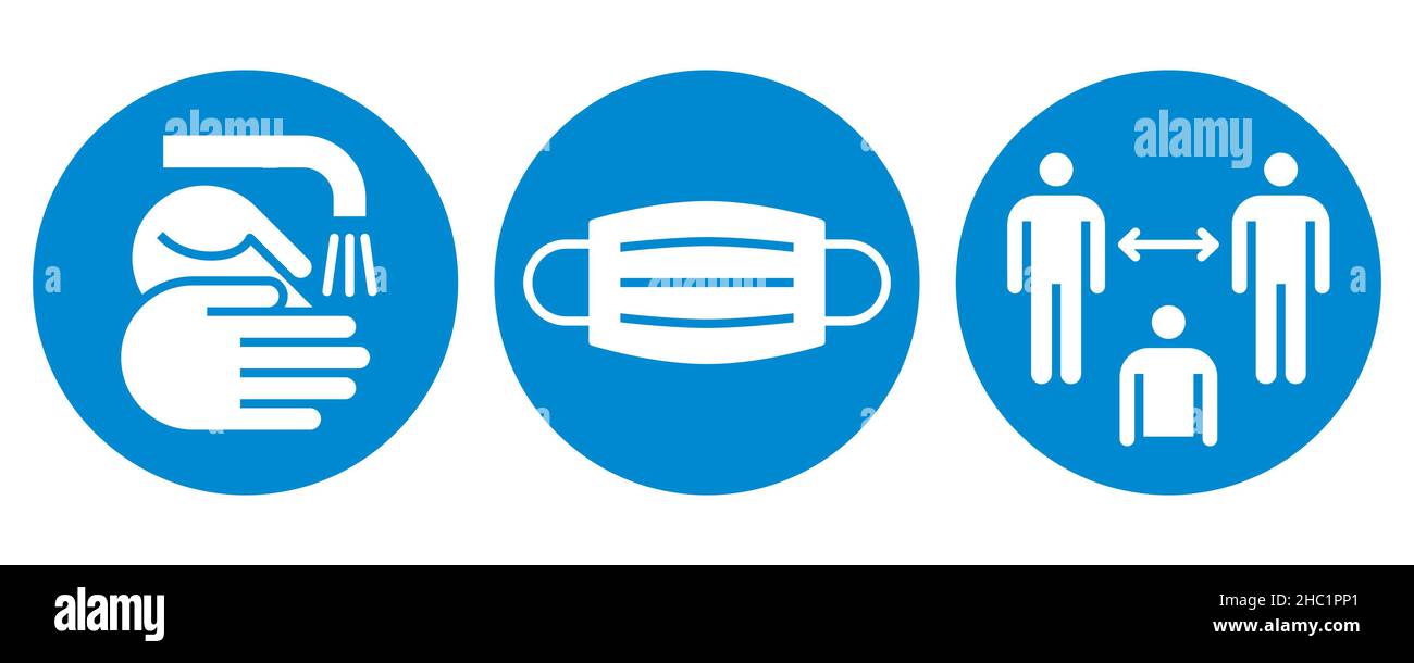 Corona virus COVID-19 safety measures. Warning sign set. Wash hands ...