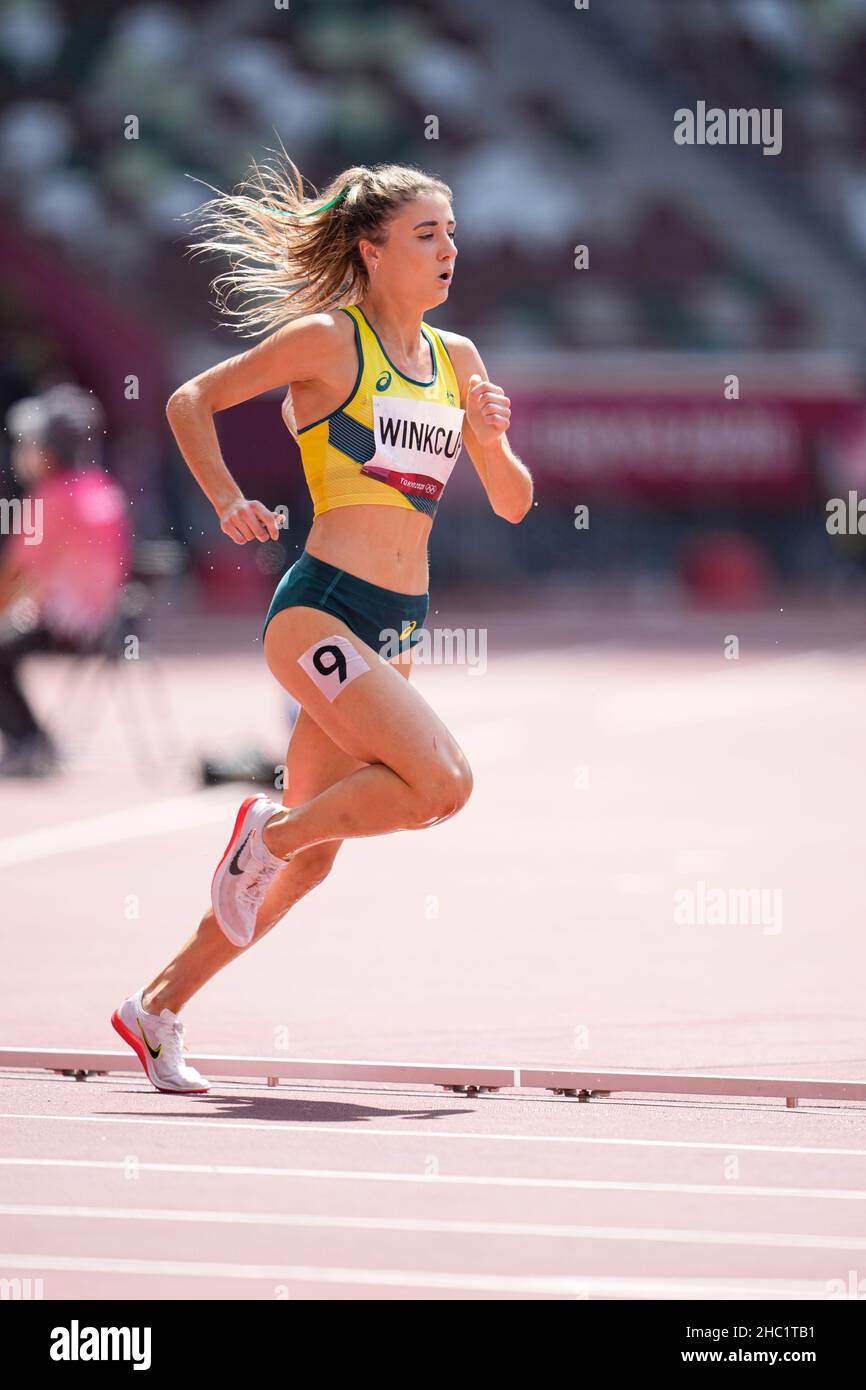 Georgia Winkcup participating in the 3000 meters steeplechase at the ...