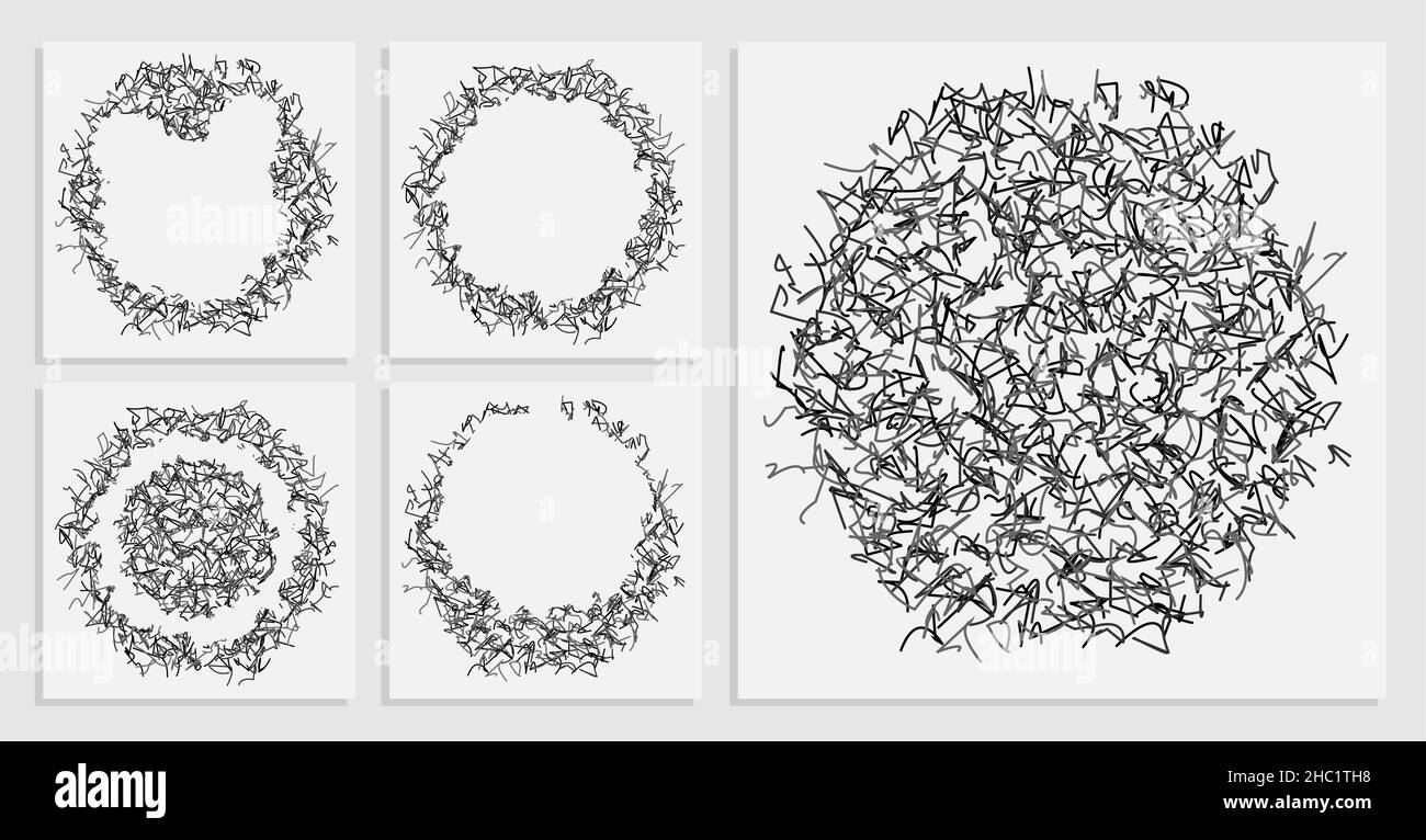 abstract round background from small curved curls. Random children ...