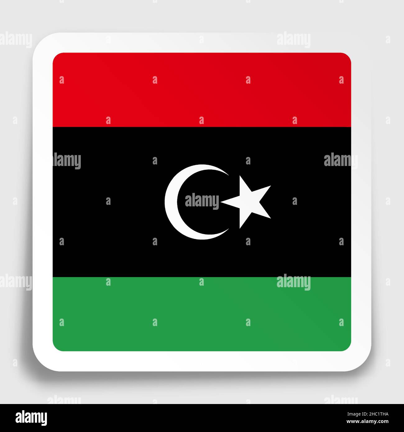 Libya flag icon on paper square sticker with shadow. Button for mobile ...