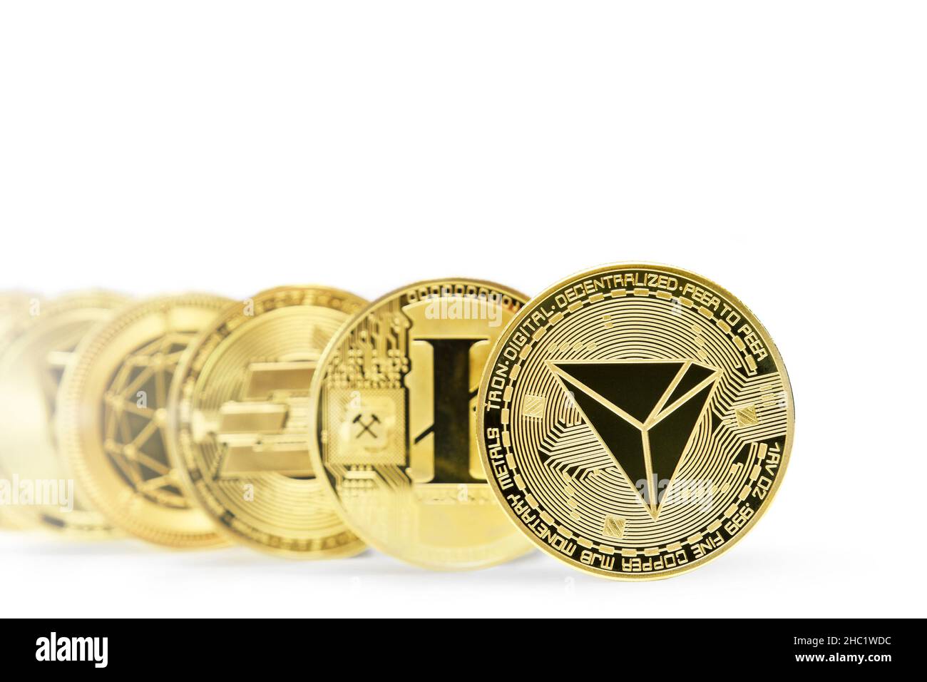 Tron golden coin Cryptocurrency isolated , mining , future money Stock ...