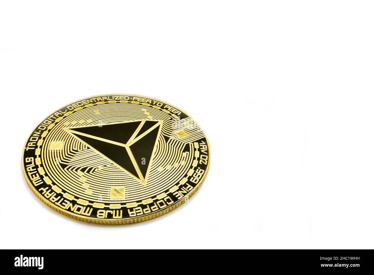 Tron golden coin Cryptocurrency isolated , mining , future money Stock ... Tron golden coin Cryptocurrency isolated , mining , future money Stock ...