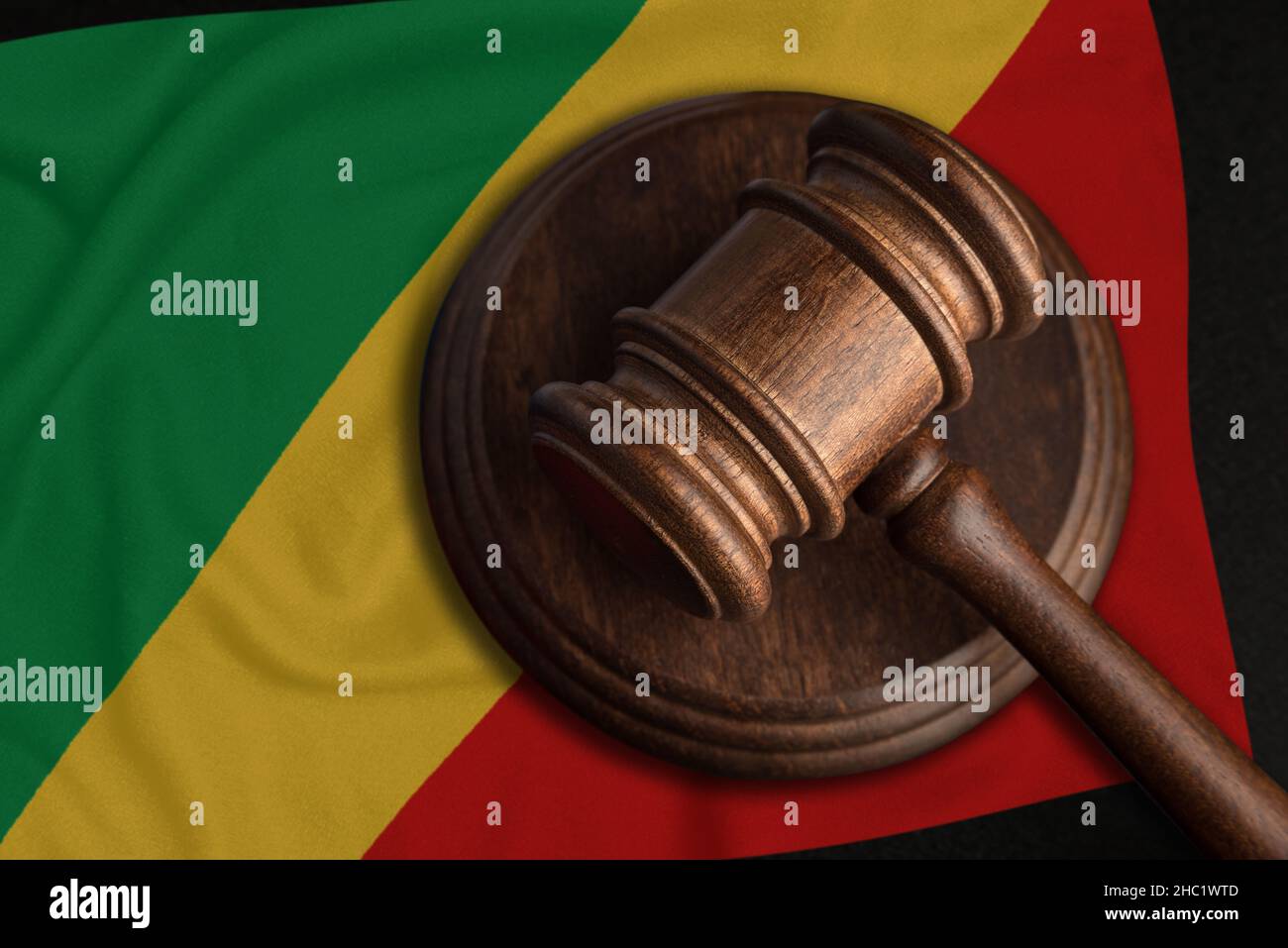 Judge Gavel and flag of Congo. Law and justice in Republic of the Congo ...
