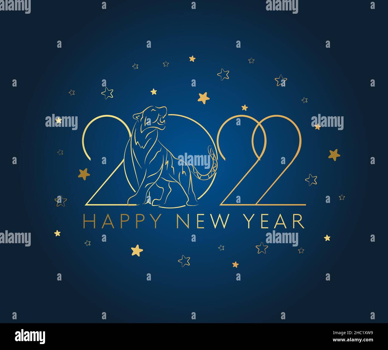 greeting card Happy Chinese New Year 2021 Year of the Tiger made up of ...