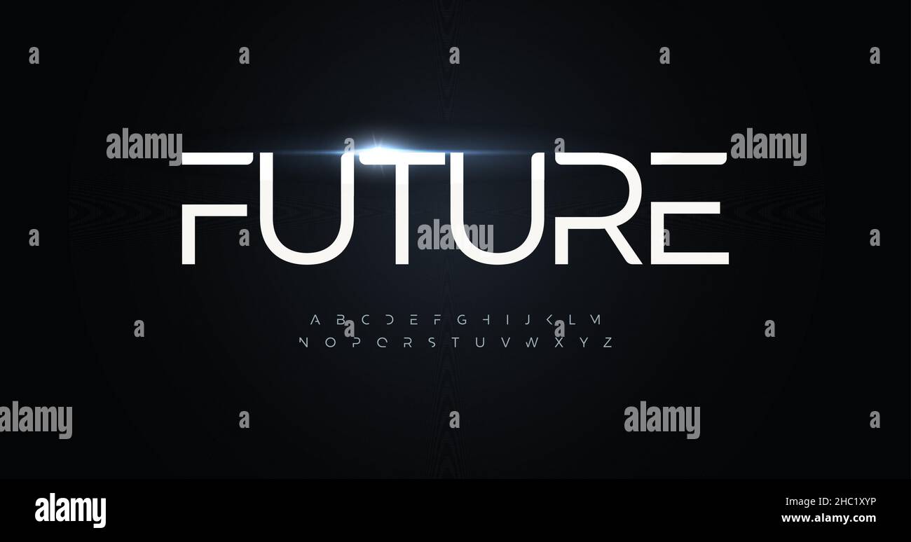 Future alphabet, thin line letters, minimal style font. Futuristic type ...