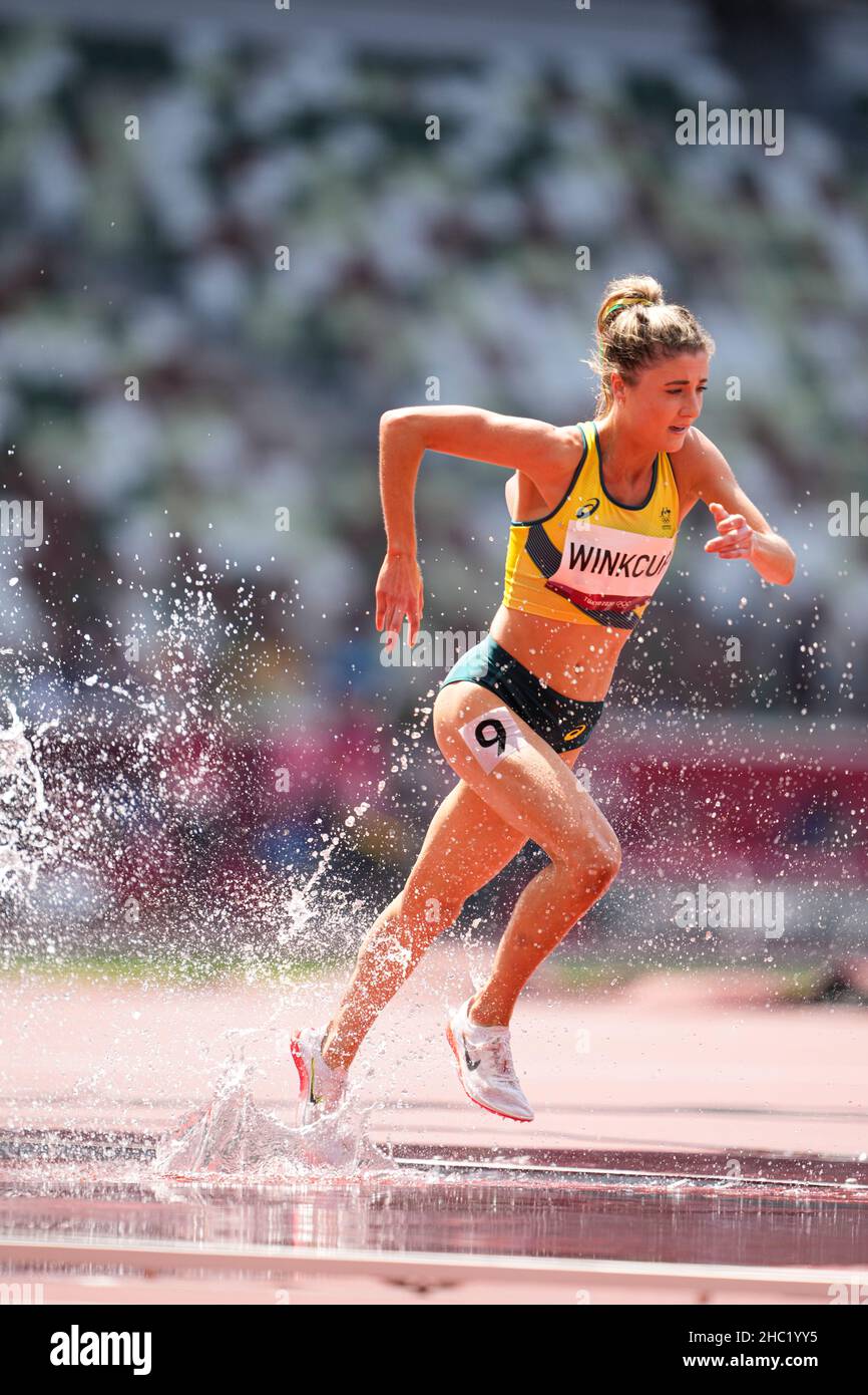 Georgia Winkcup participating in the 3000 meters steeplechase at the ...