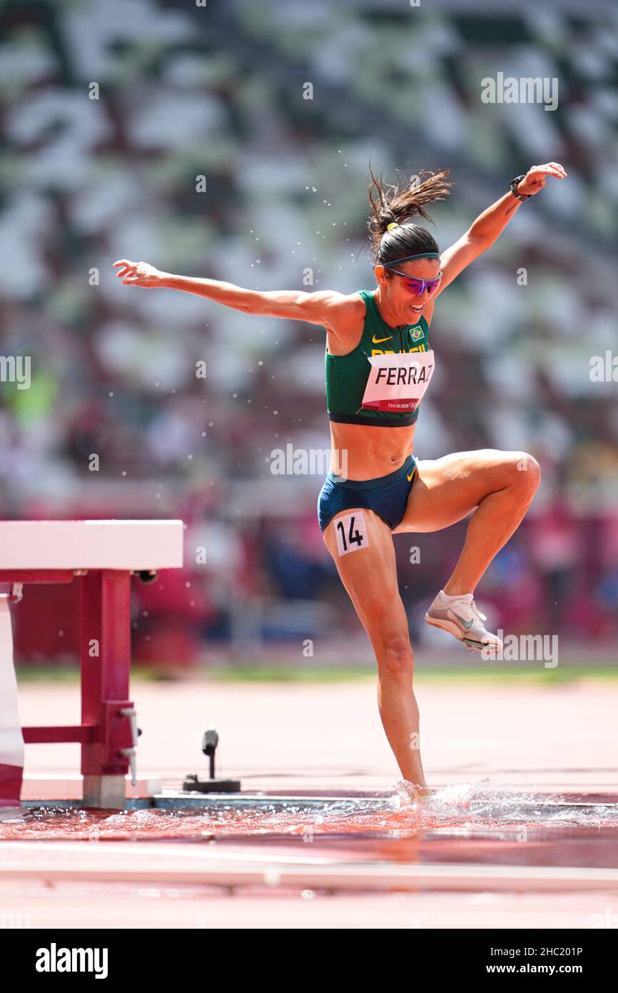 Simone Ponte Ferraz participating in the 3000 meters steeplechase at the 2020 Tokyo Olympics ...
