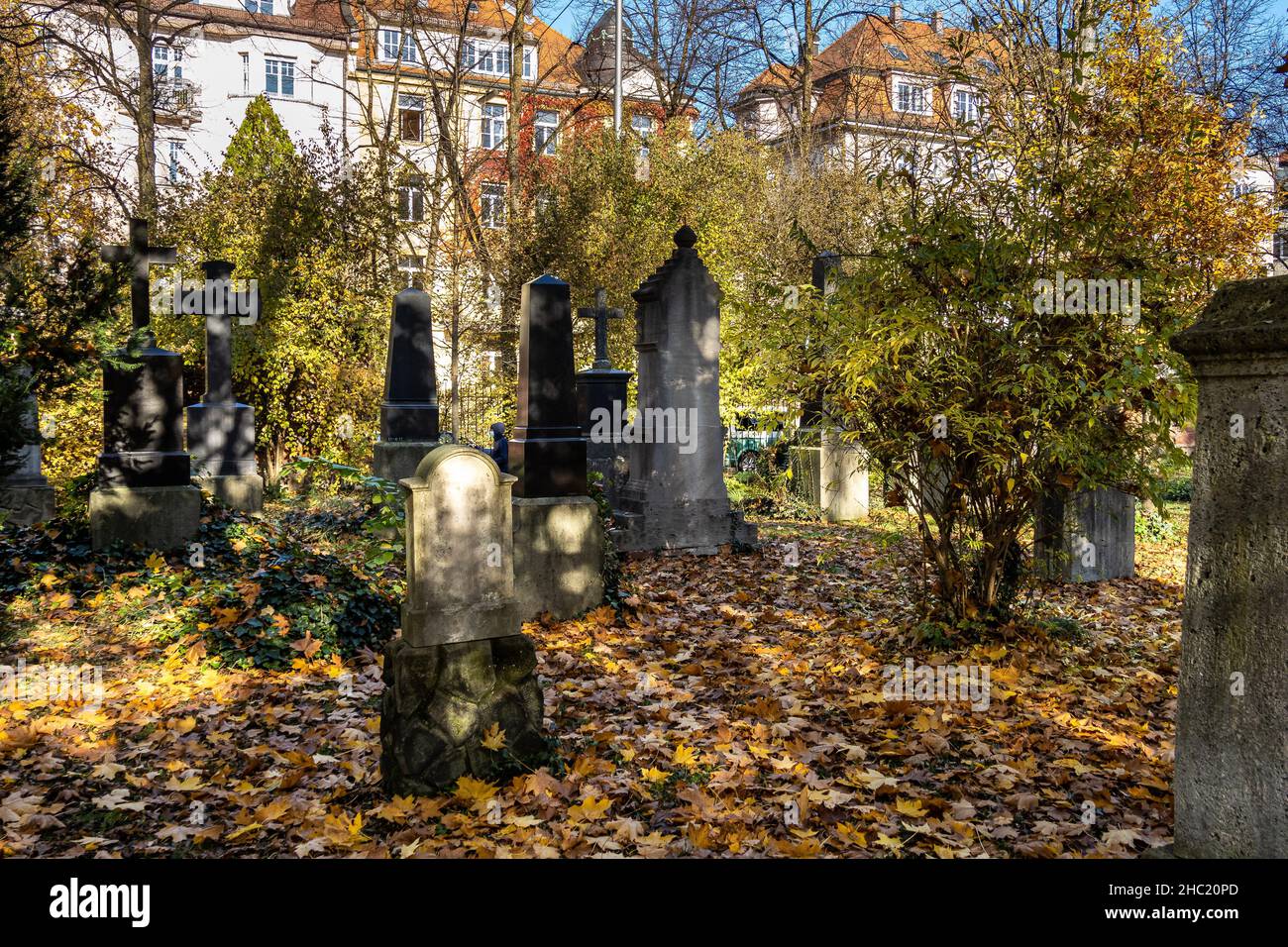 View of famous Old North Cemetery of Munich, Germany with historic ...
