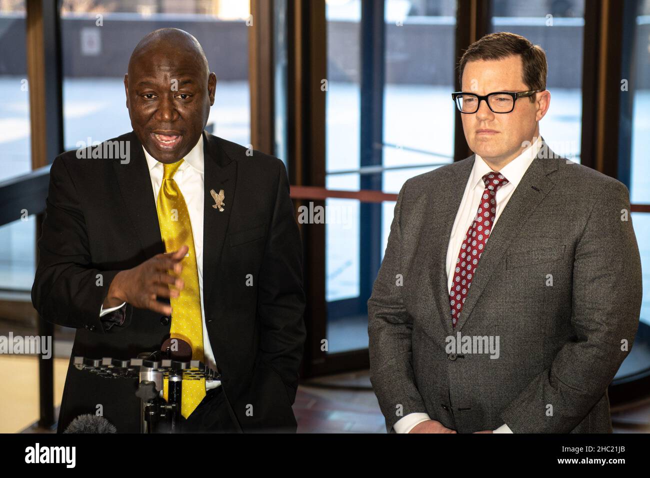 Civil Rights attorney Benjamin Crump speaks alongside attorney Jeffrey ...