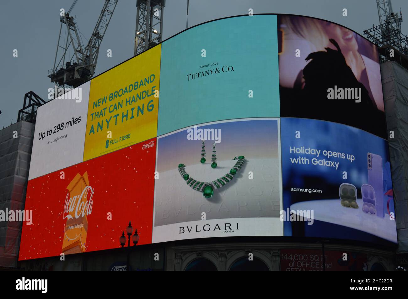 London, UK. December 18, 2021: Advertising campaigns shown on the ...