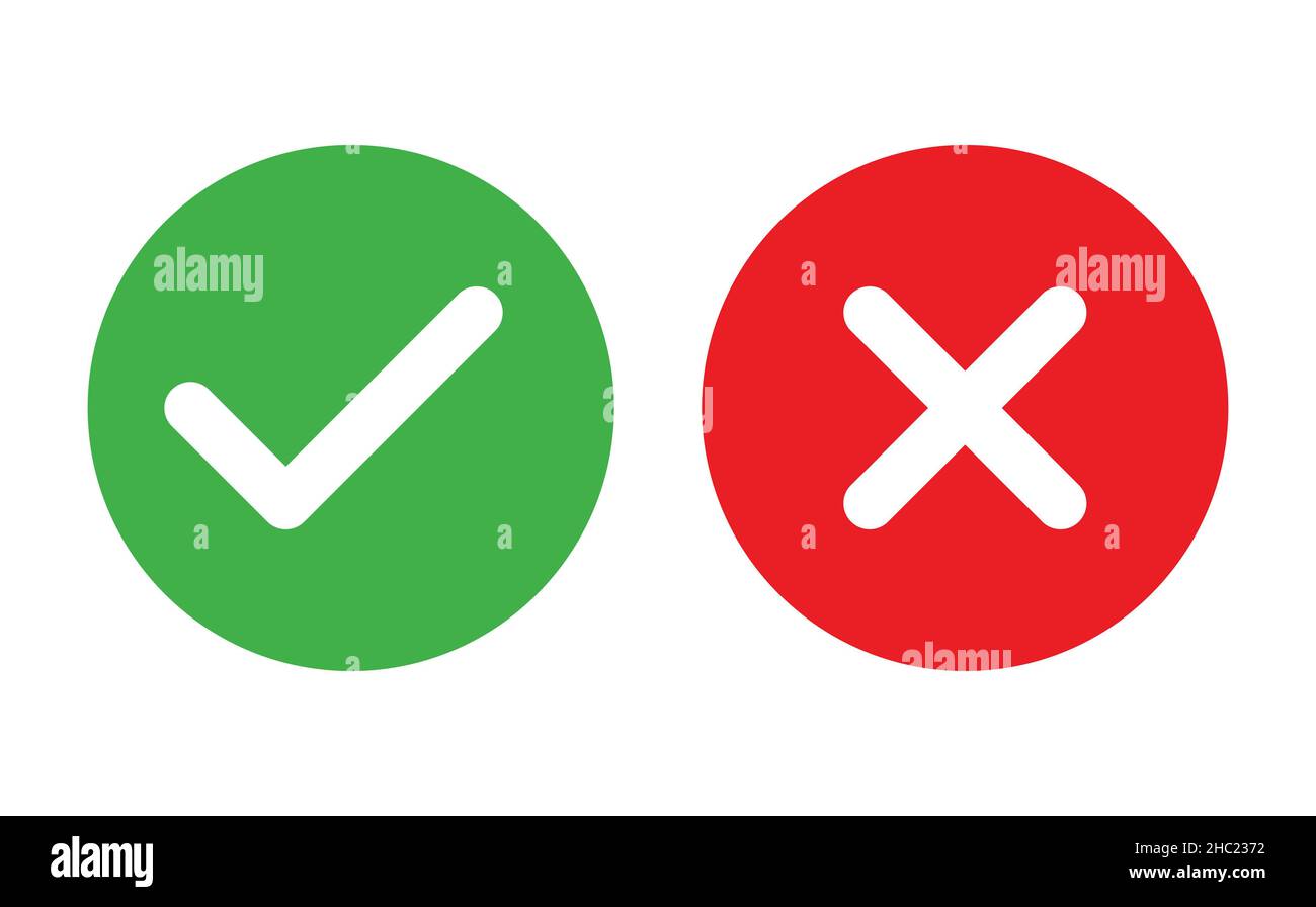 Check and Cancel Button. Yes and No symbol. Accepted and Rejected ...