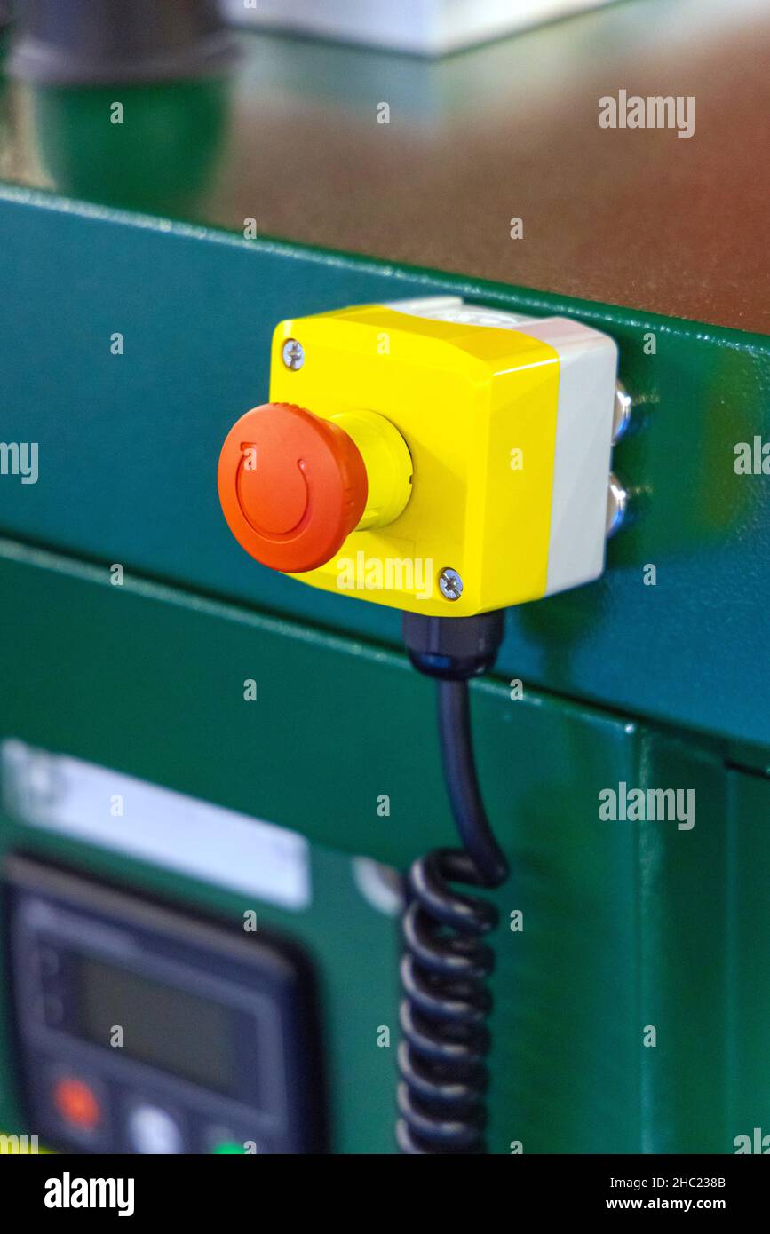 Emergency Stop Push Button in Magnetic Box Stock Photo - Alamy