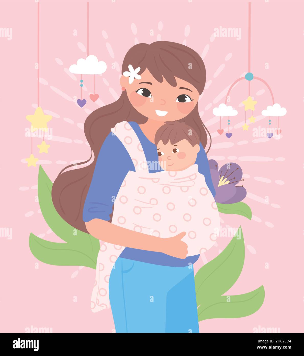 Mother baby carrying sling Stock Vector Images - Alamy