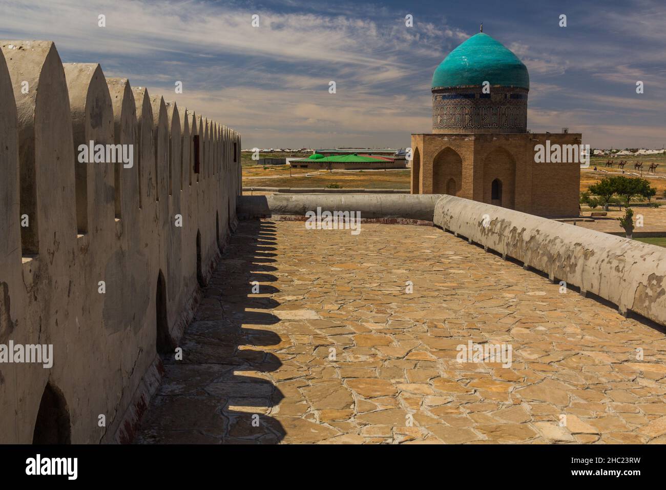 Rabia Sultan Begim mausoleum in Turkistan viewed from the old city ...
