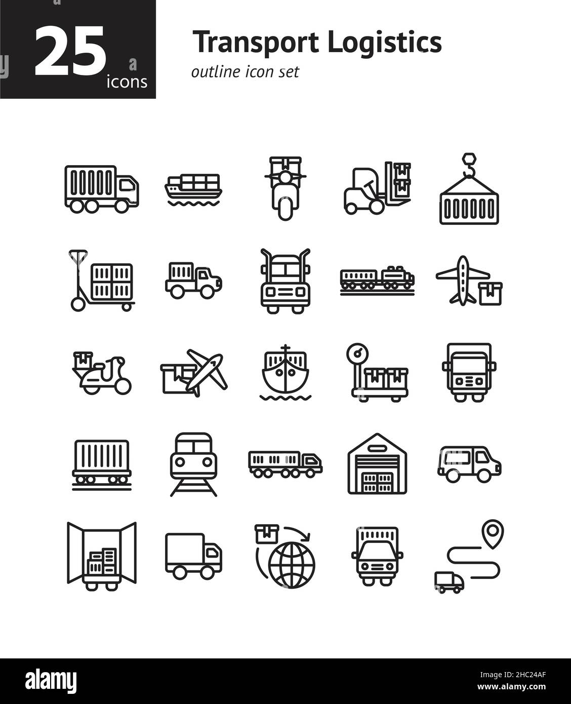 Transport Logistics outline icon set. Vector and Illustration Stock ...