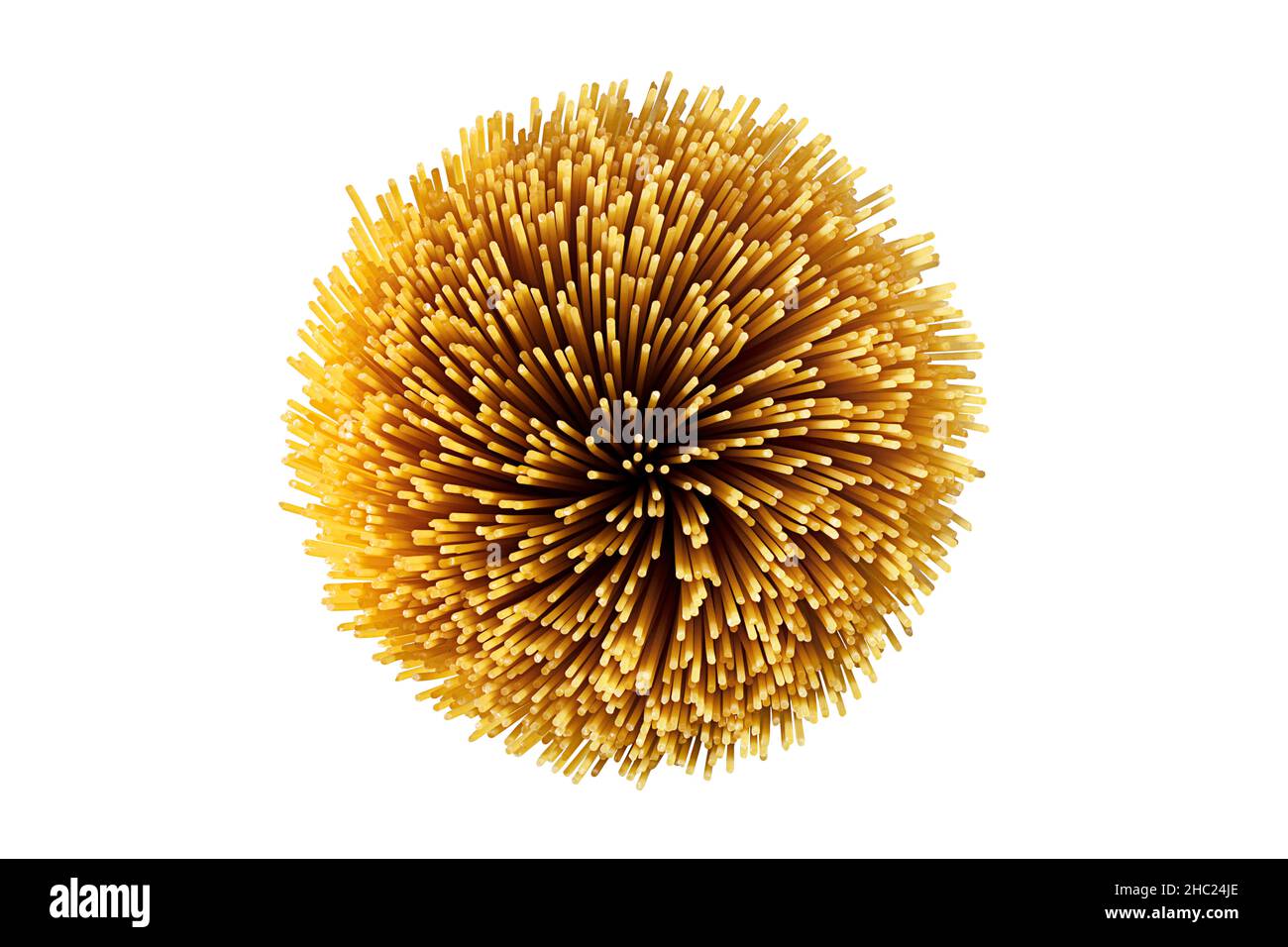 Uncooked spaghetti, top view shooting on white background Stock Photo ...