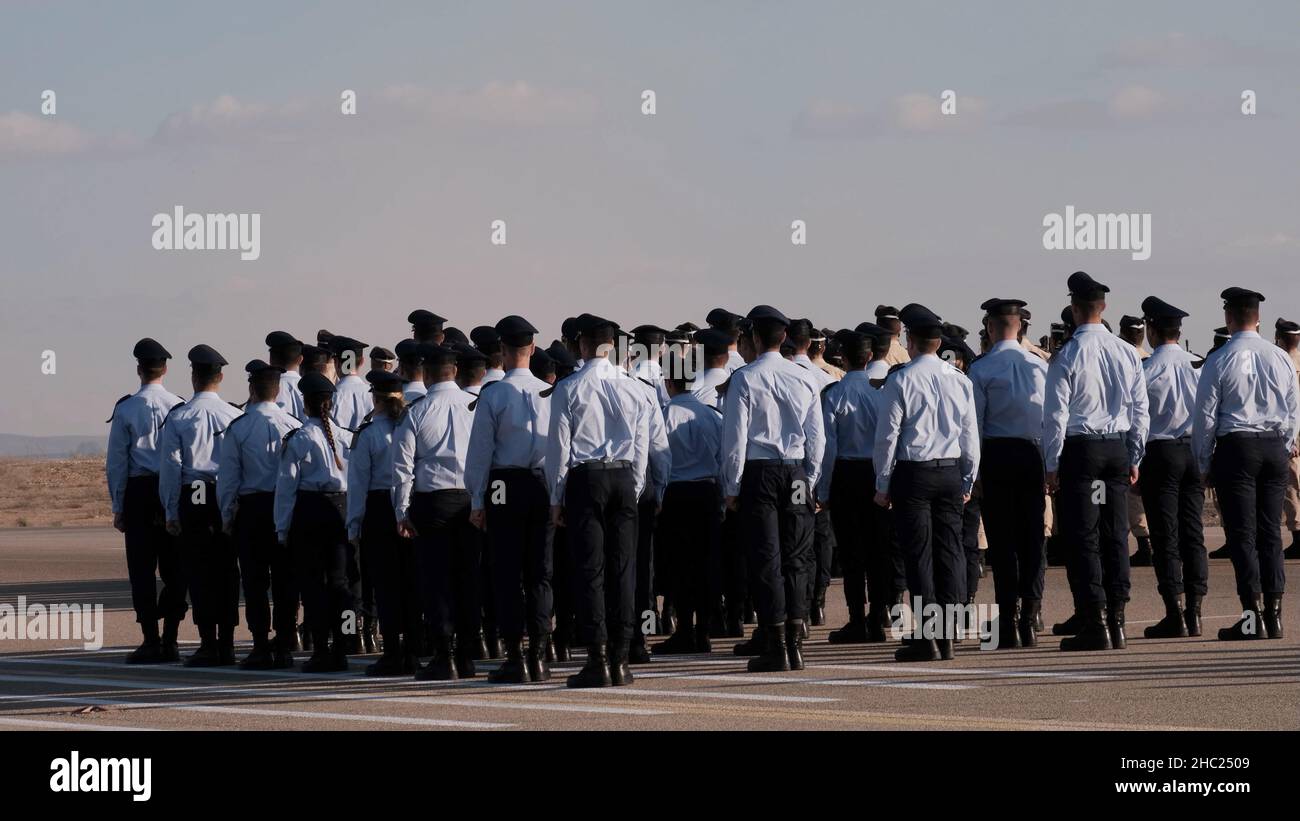 Hatzerim, Israel. 22th Dec, 2021. Newly qualified Israeli Air Force ...