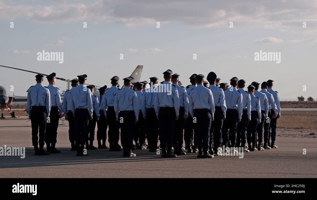 Hatzerim, Israel. 22th Dec, 2021. Newly qualified Israeli Air Force ...