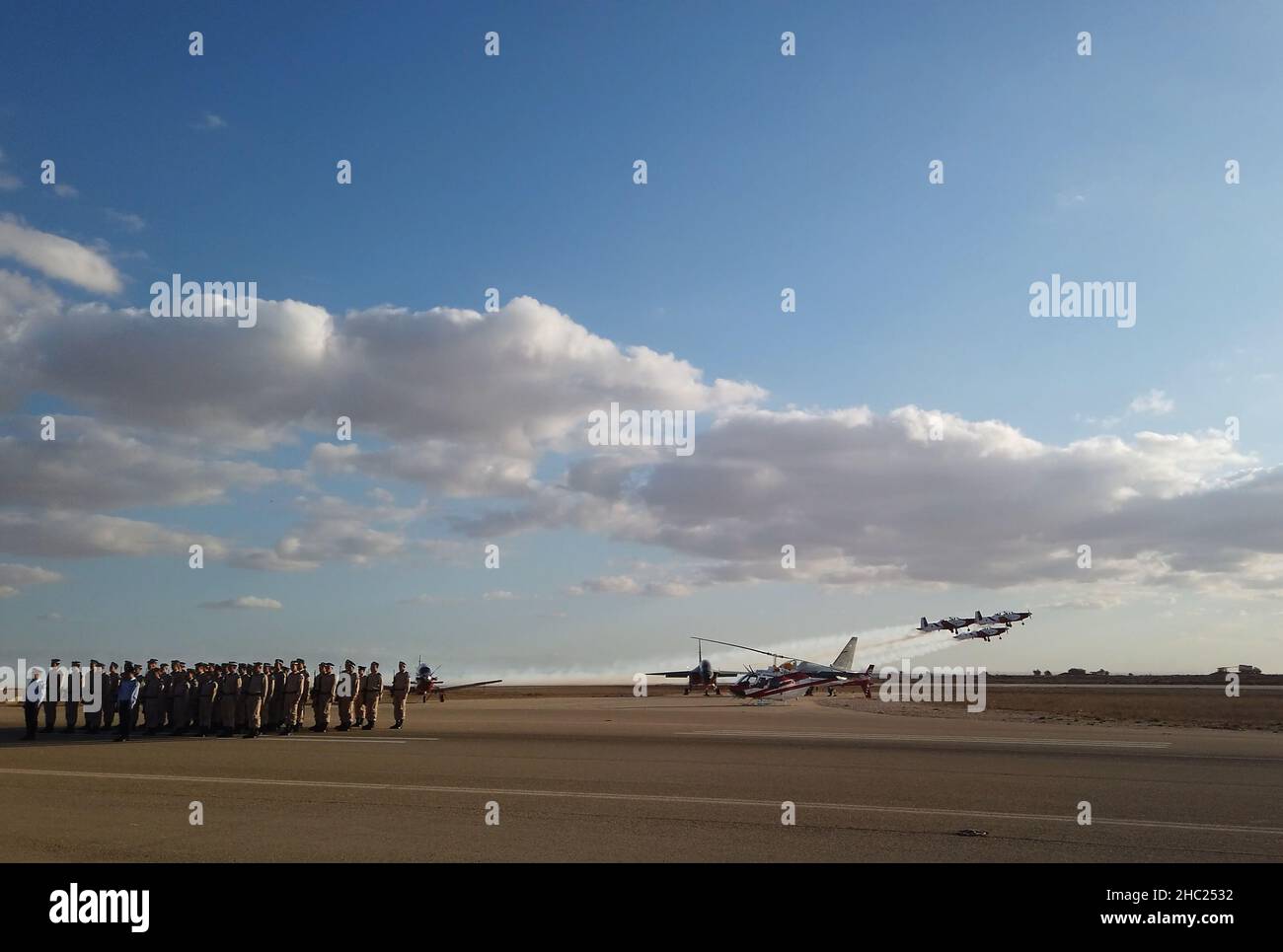Hatzerim, Israel. 22th Dec, 2021. Cadet pilots stand firm while planes ...
