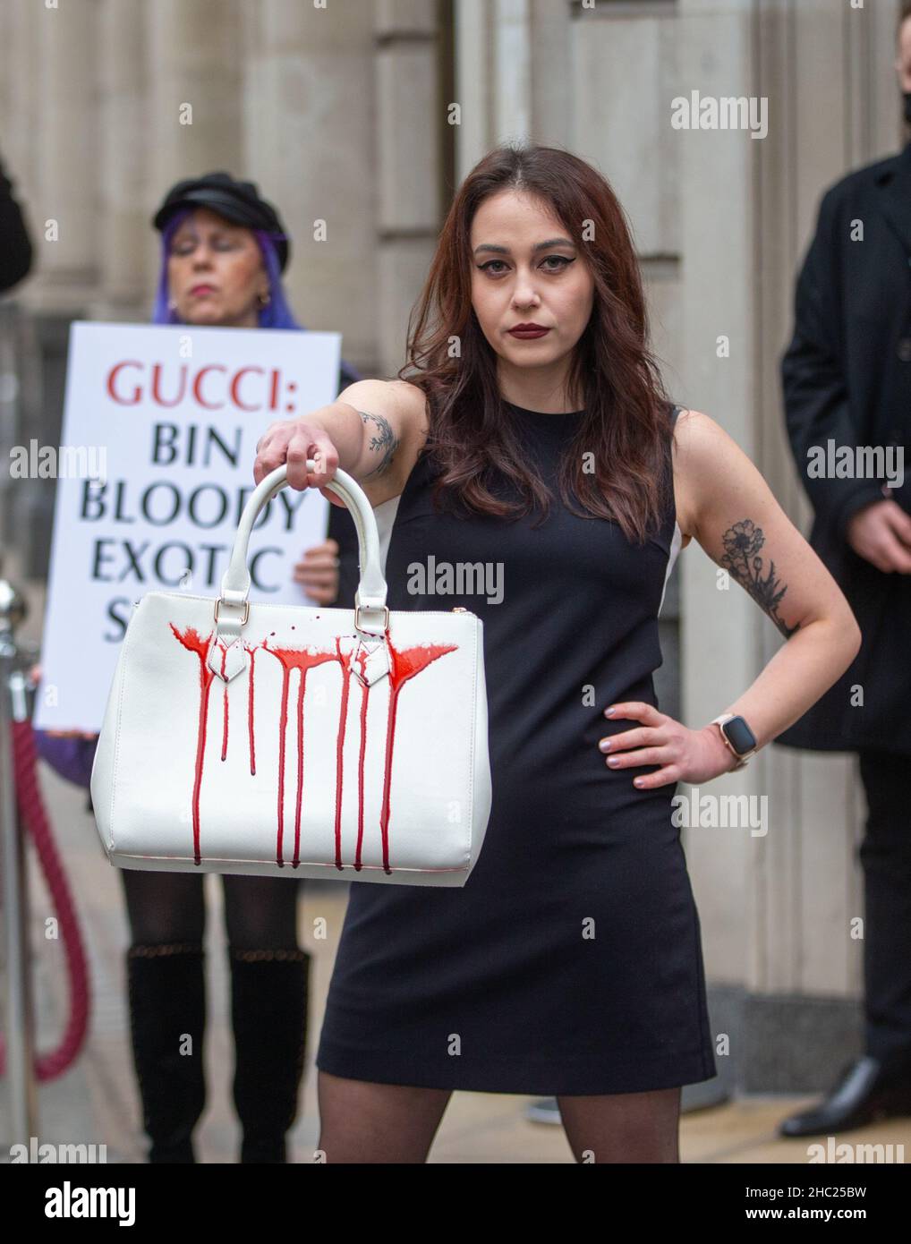 London, England, UK. 23rd Dec, 2021. PETA activists stage a protest ...