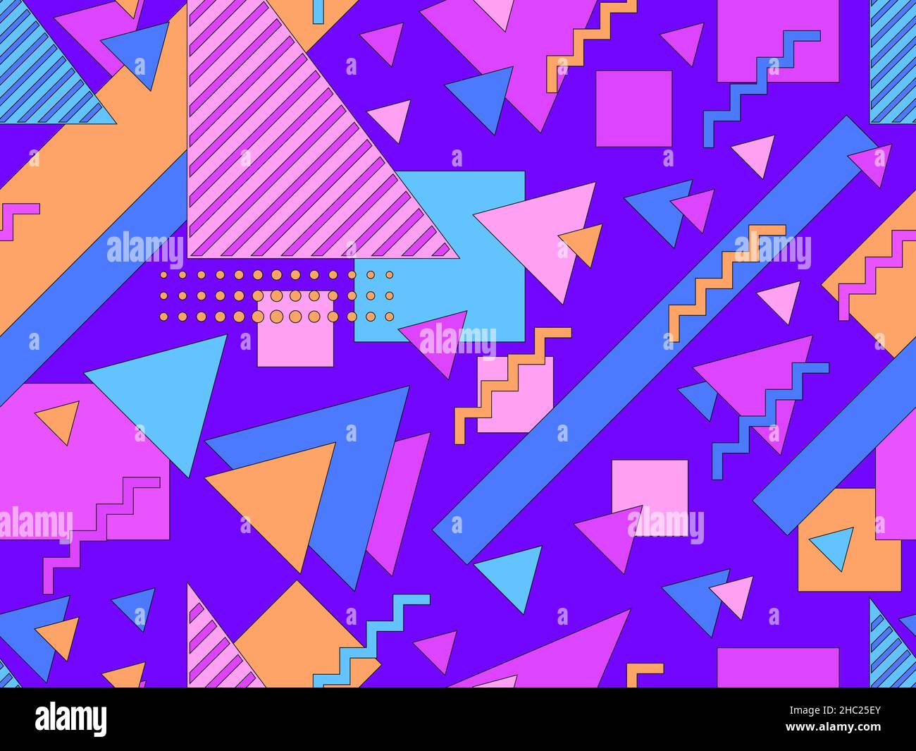 Geometric seamless pattern in 80s memphis style. Geometric shapes with ...