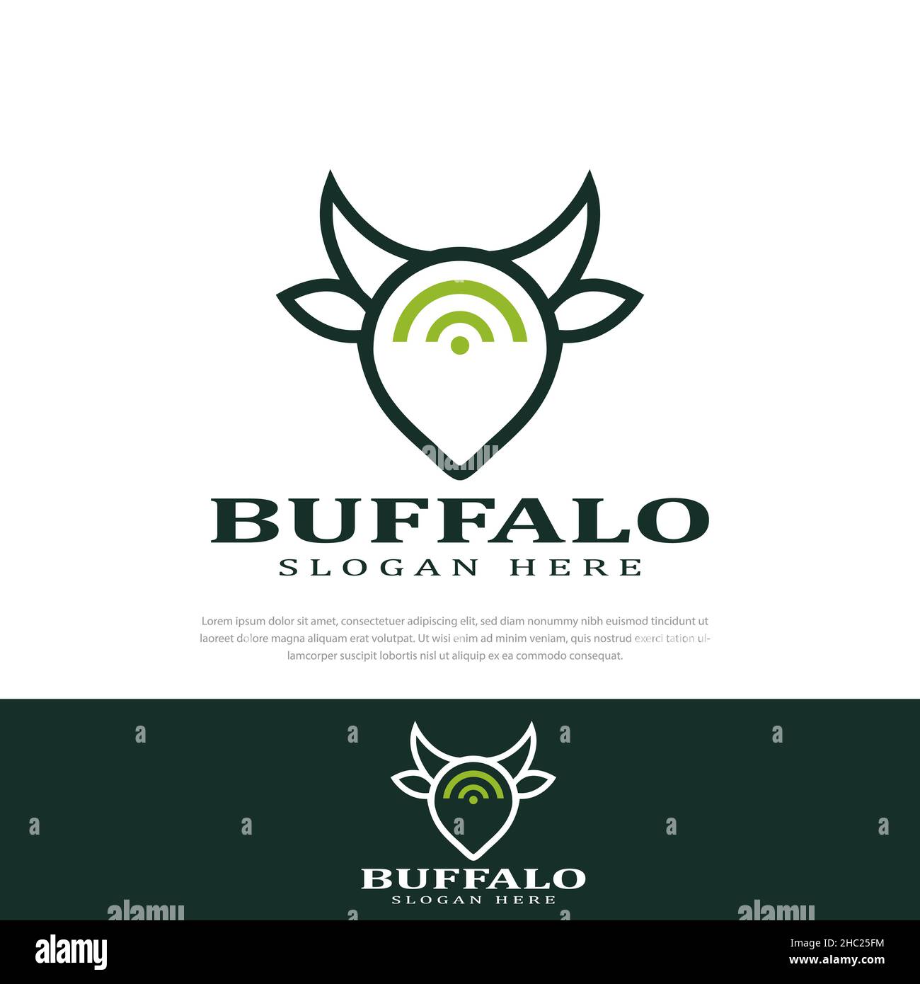 Buffalo head logo graphic art map location signal, illustration, design ...