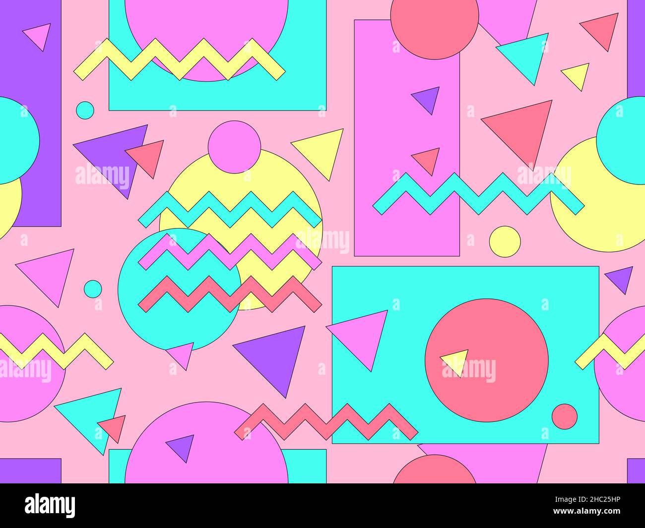 Geometric seamless pattern in 80s memphis style. Geometric shapes with ...