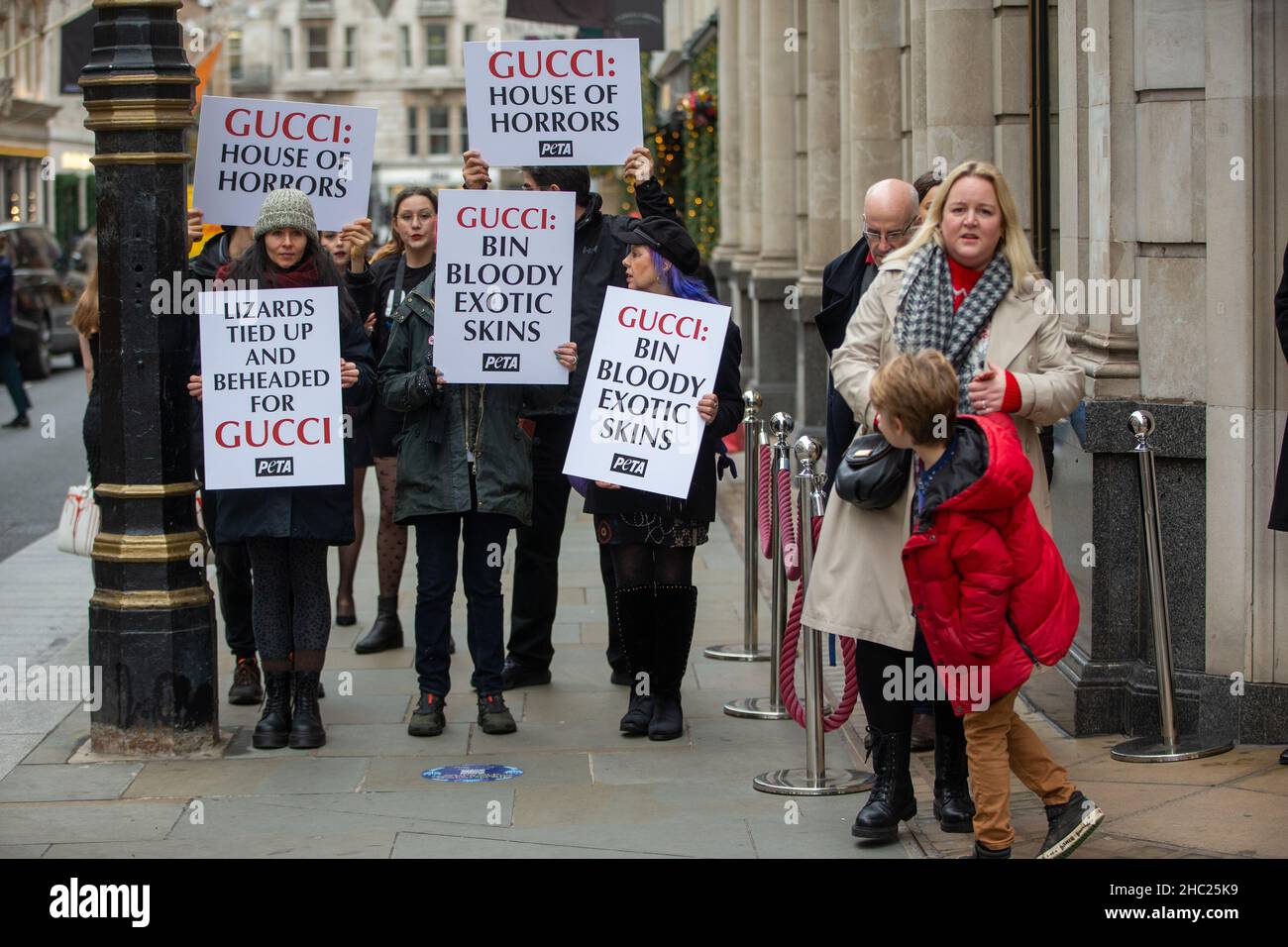 London, England, UK. 23rd Dec, 2021. PETA activists stage a protest ...