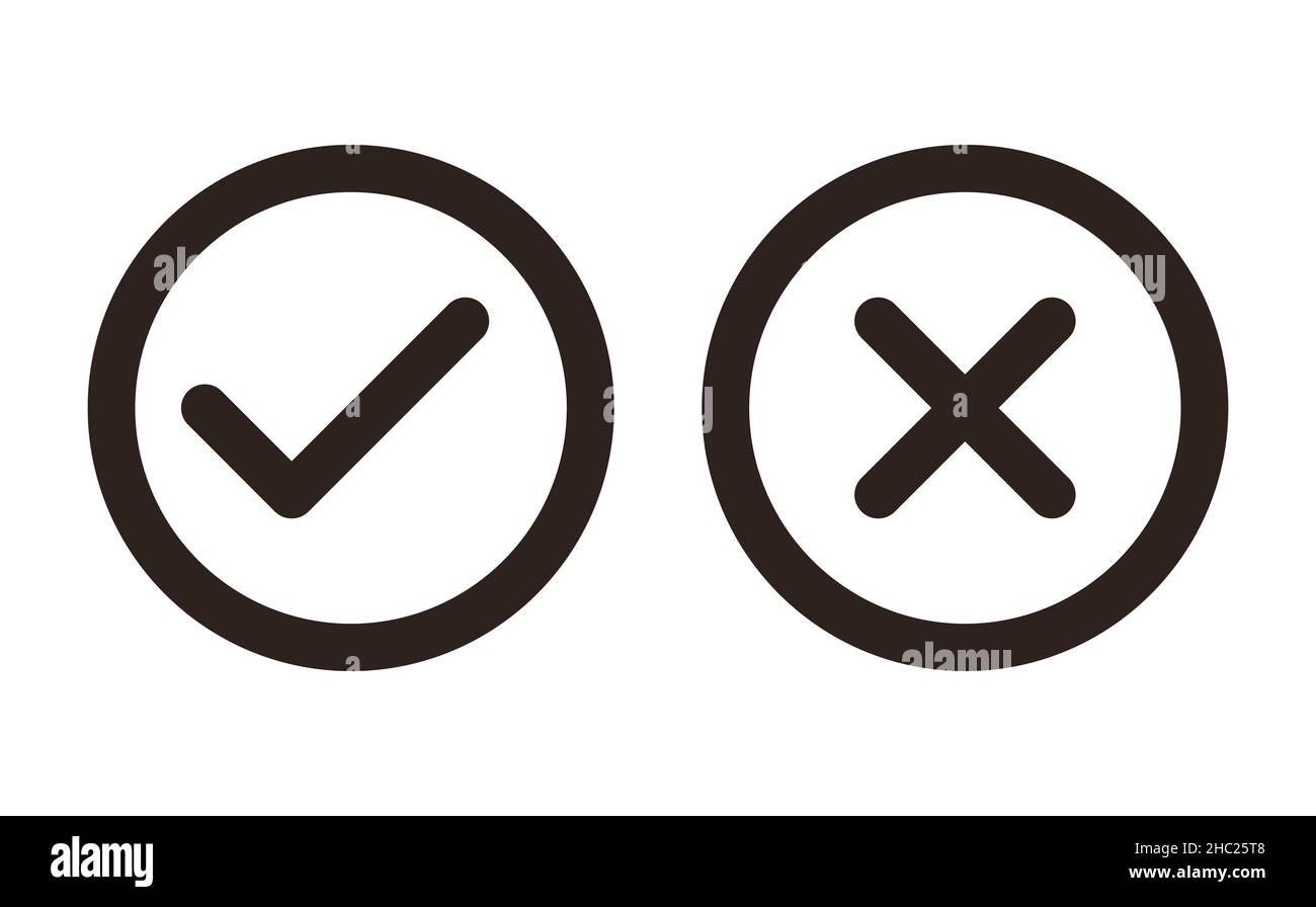 Check and Cancel Button. Yes and No symbol. Accepted and Rejected ...