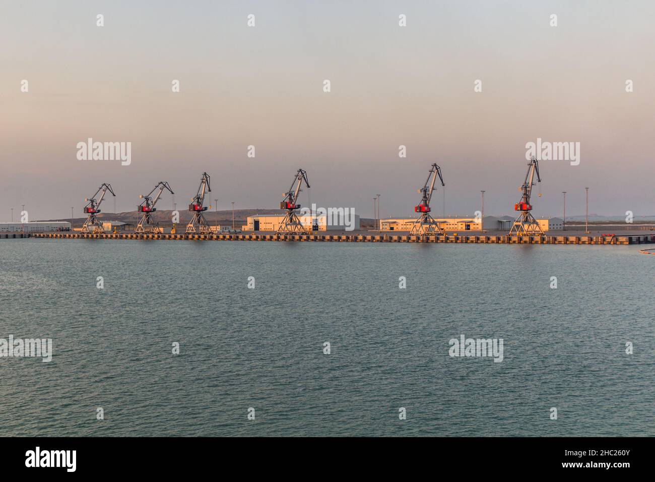 Cranes in Alat ferry terminal, Azerbaijan Stock Photo - Alamy