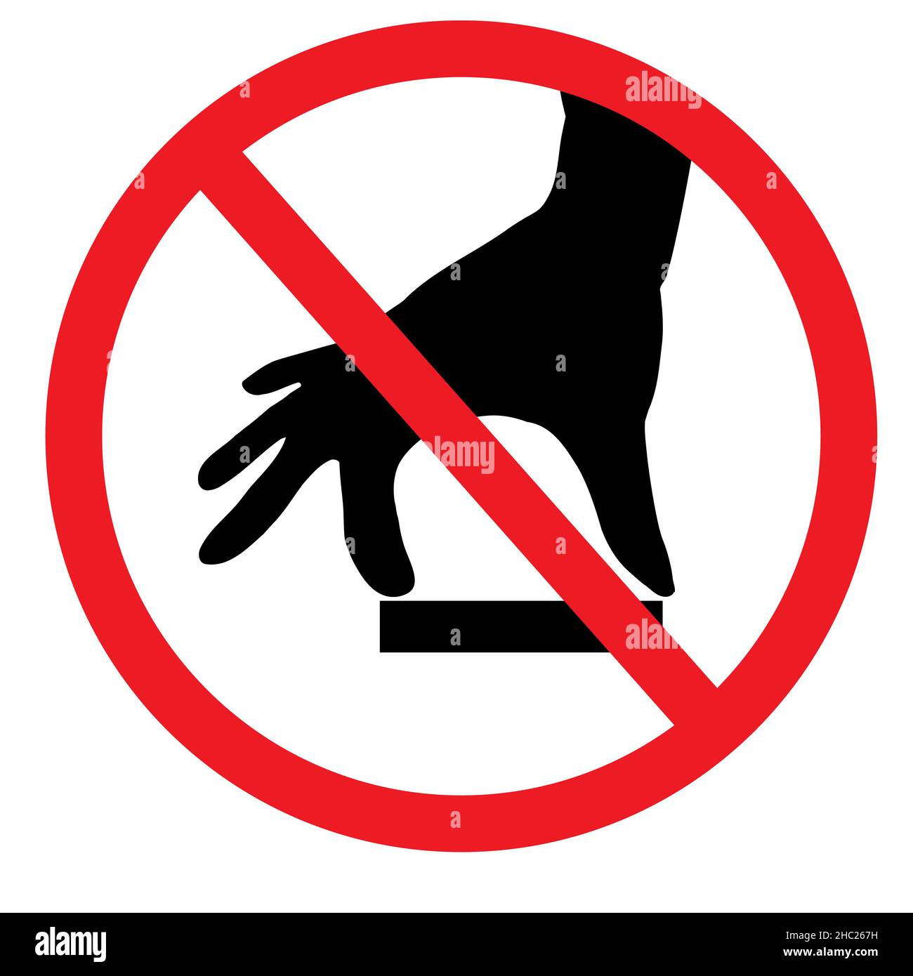 Do not touch icon on white background. Forbidden to touch hazard signs ...