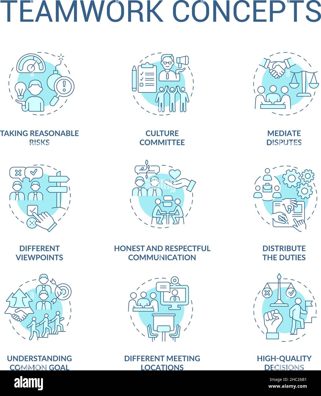 Understanding common goals turquoise concept icon Stock Vector Image & Art - Alamy