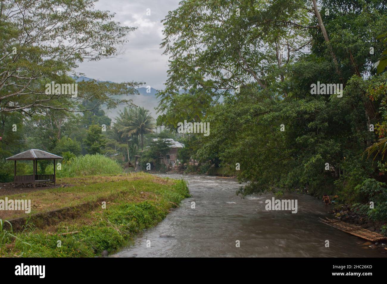 The view of the Amandit river flowing fast with very clear water, which ...