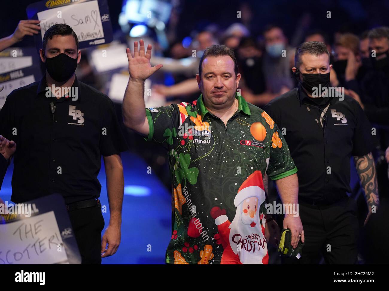 Brendan Dolan walks out during day nine of the William Hill World Darts ...