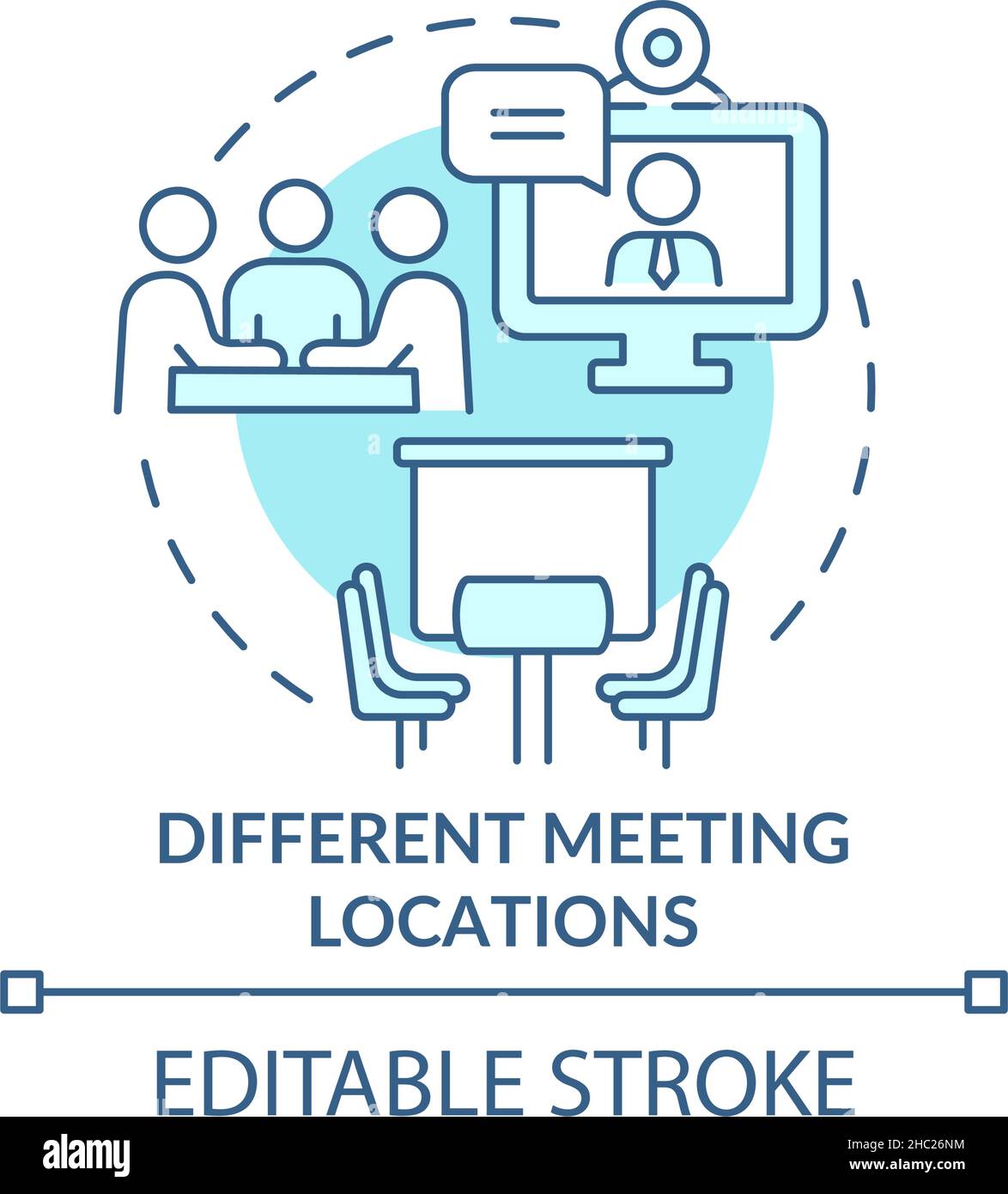 Different meeting locations turquoise concept icon Stock Vector Image ...