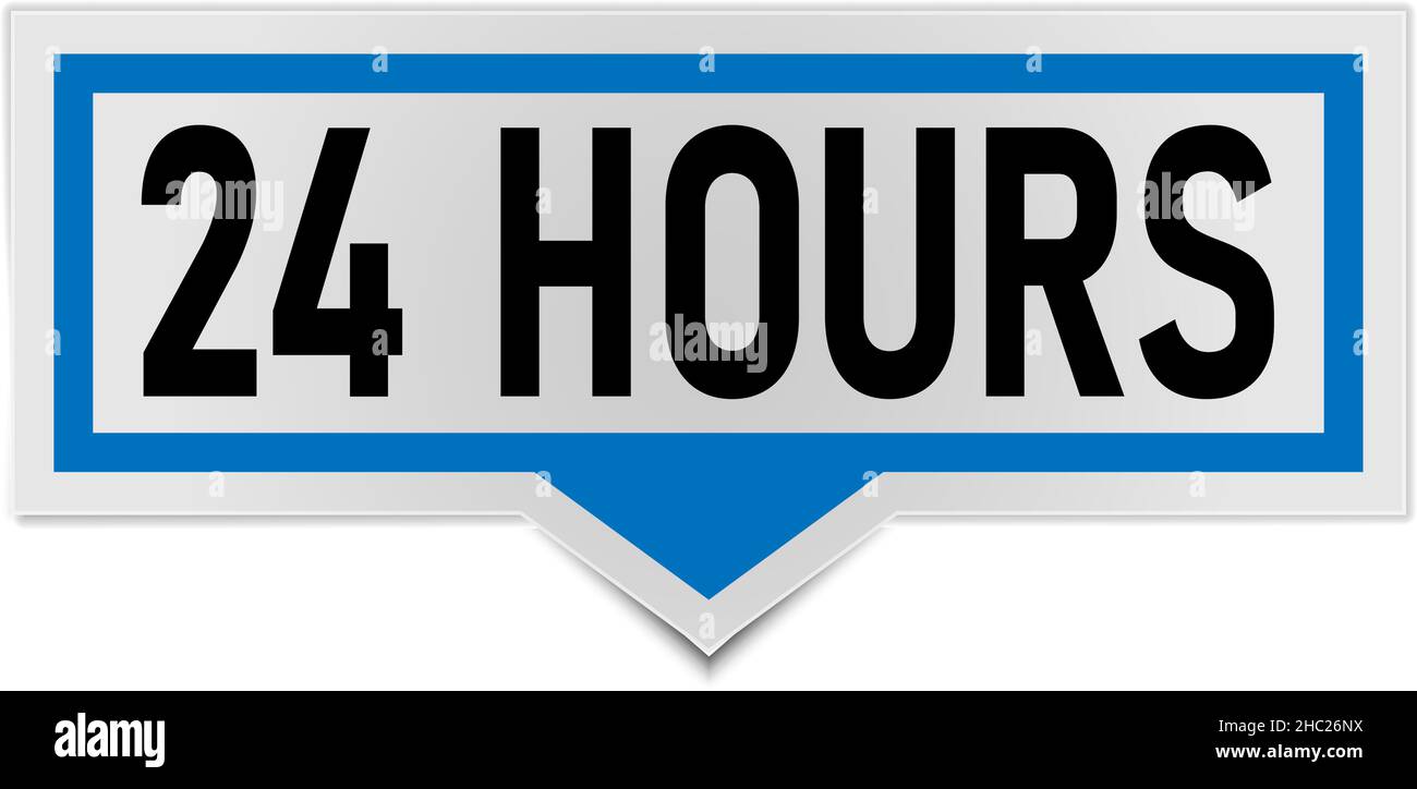 24 hours sign blue and white color vector Illustration Stock Vector ...