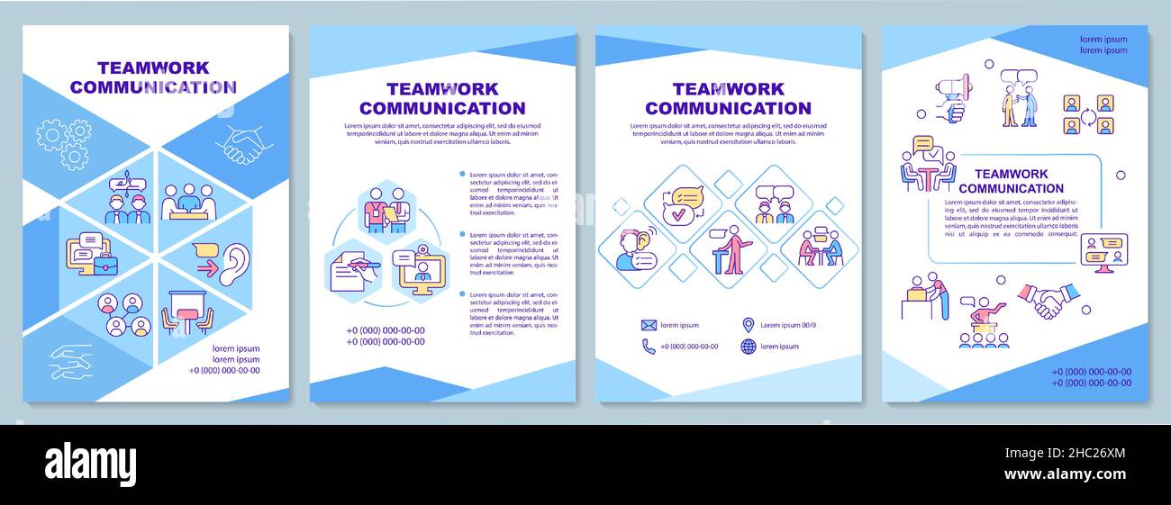 Teamwork communication blue brochure template Stock Vector Image & Art ...