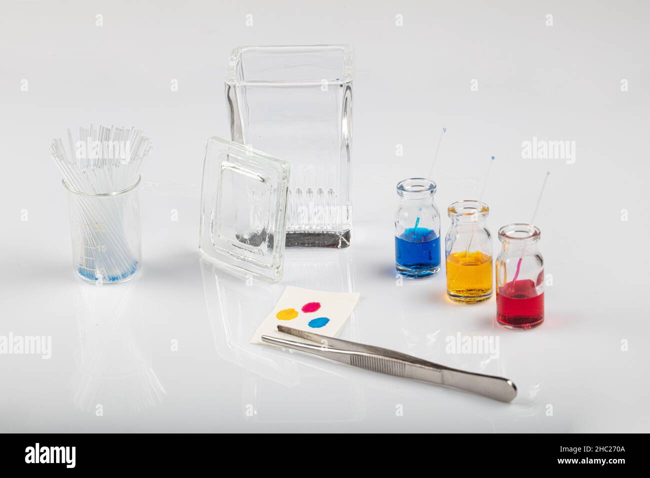 Thin layer chromatography equipments include jar, silica gel, capillary ...