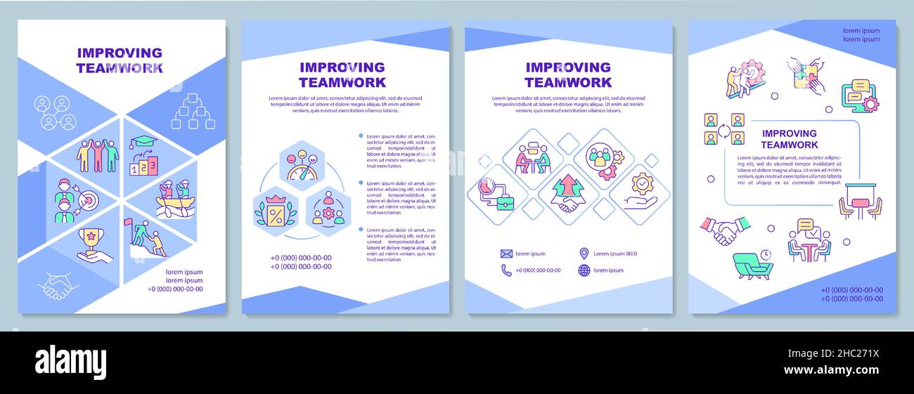 Improving teamwork blue brochure template Stock Vector Image & Art - Alamy