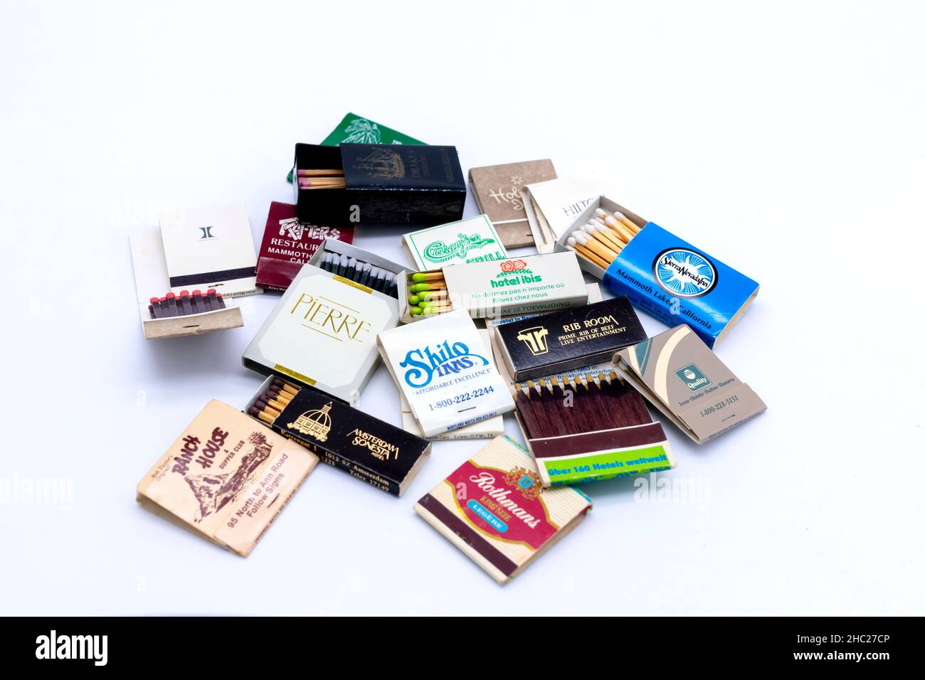 collection of vintage hotel and restaurant branded matchbooks and ...