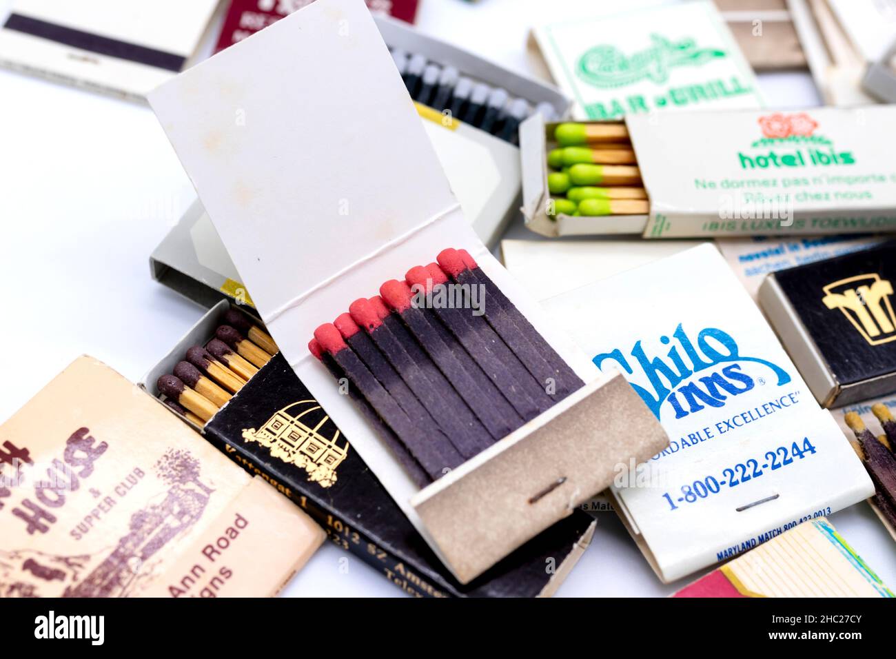 collection of vintage hotel and restaurant branded matchbooks and ...