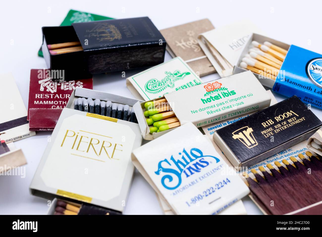 collection of vintage hotel and restaurant branded matchbooks and ...