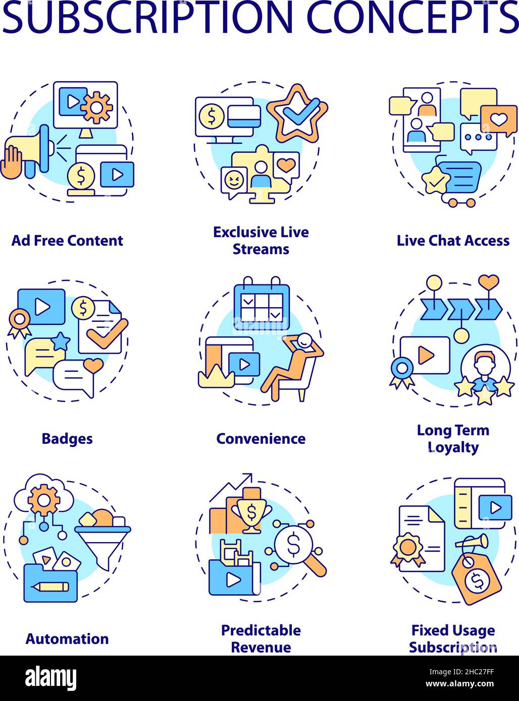 Subscription concept icons set Stock Vector Image & Art - Alamy