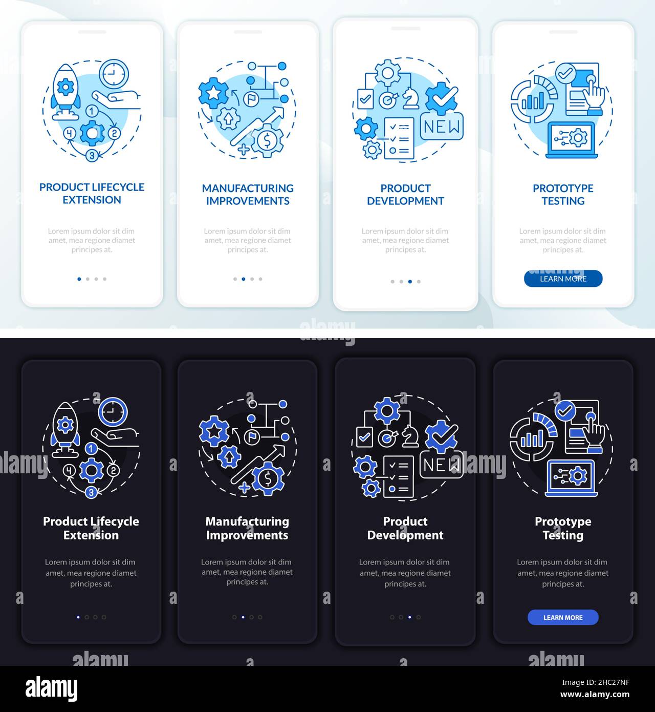 Digital twin tasks night and day mode onboarding mobile app screen Stock Vector Image & Art - Alamy