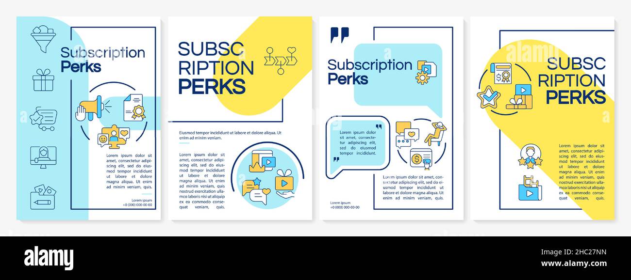 Subscription perks blue and yellow brochure template Stock Vector Image ...