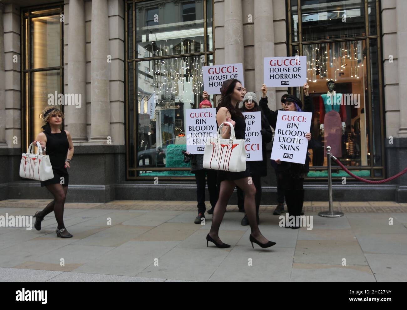 London, England, UK. 23rd Dec, 2021. PETA activists stage a protest ...