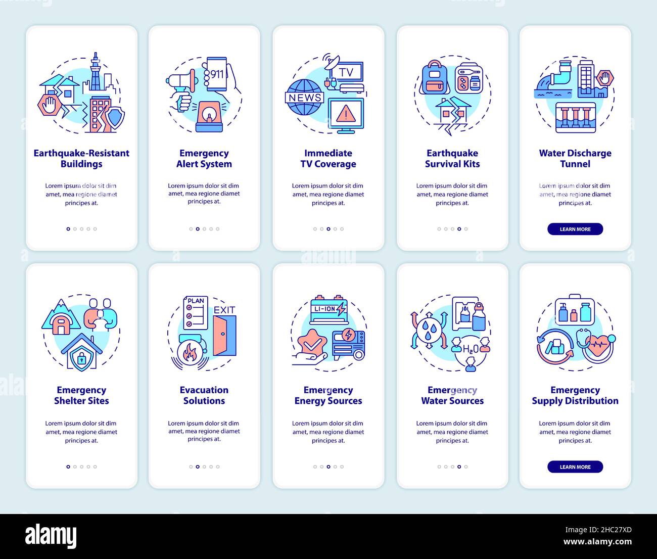 Disaster Mitigation Onboarding Mobile App Screen Set Stock Vector Image And Art Alamy