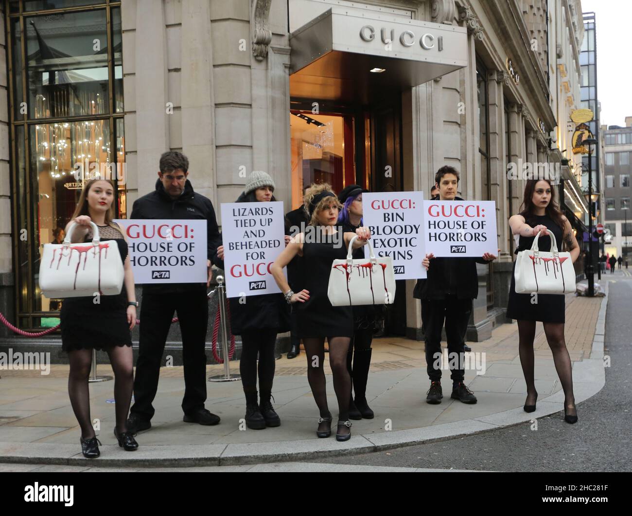 London, England, UK. 23rd Dec, 2021. PETA activists stage a protest ...