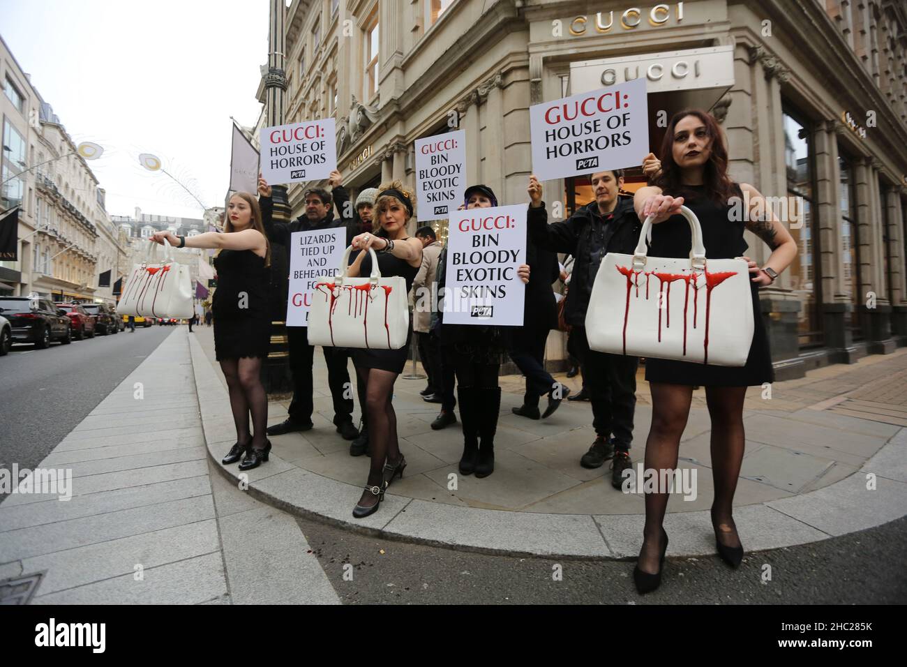 London, England, UK. 23rd Dec, 2021. PETA activists stage a protest ...